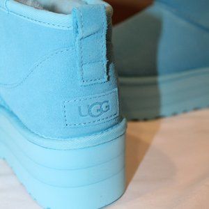 UGG | Shoes | Nib Ugg Womens Ultra Mini Platform Sky Blue Suede Shearling Lined Boots | Poshmark